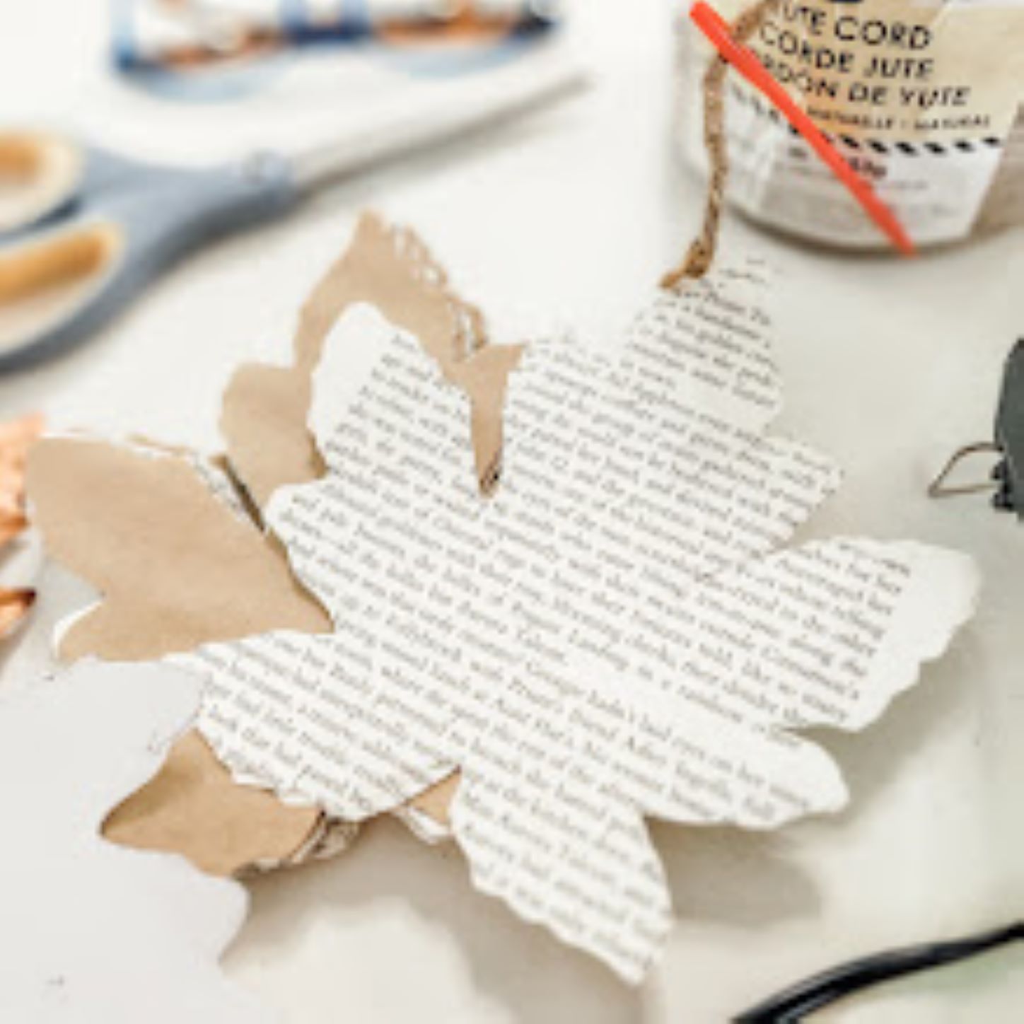 fall-inspired book page leaf garland – Inspire Me 2 DIY